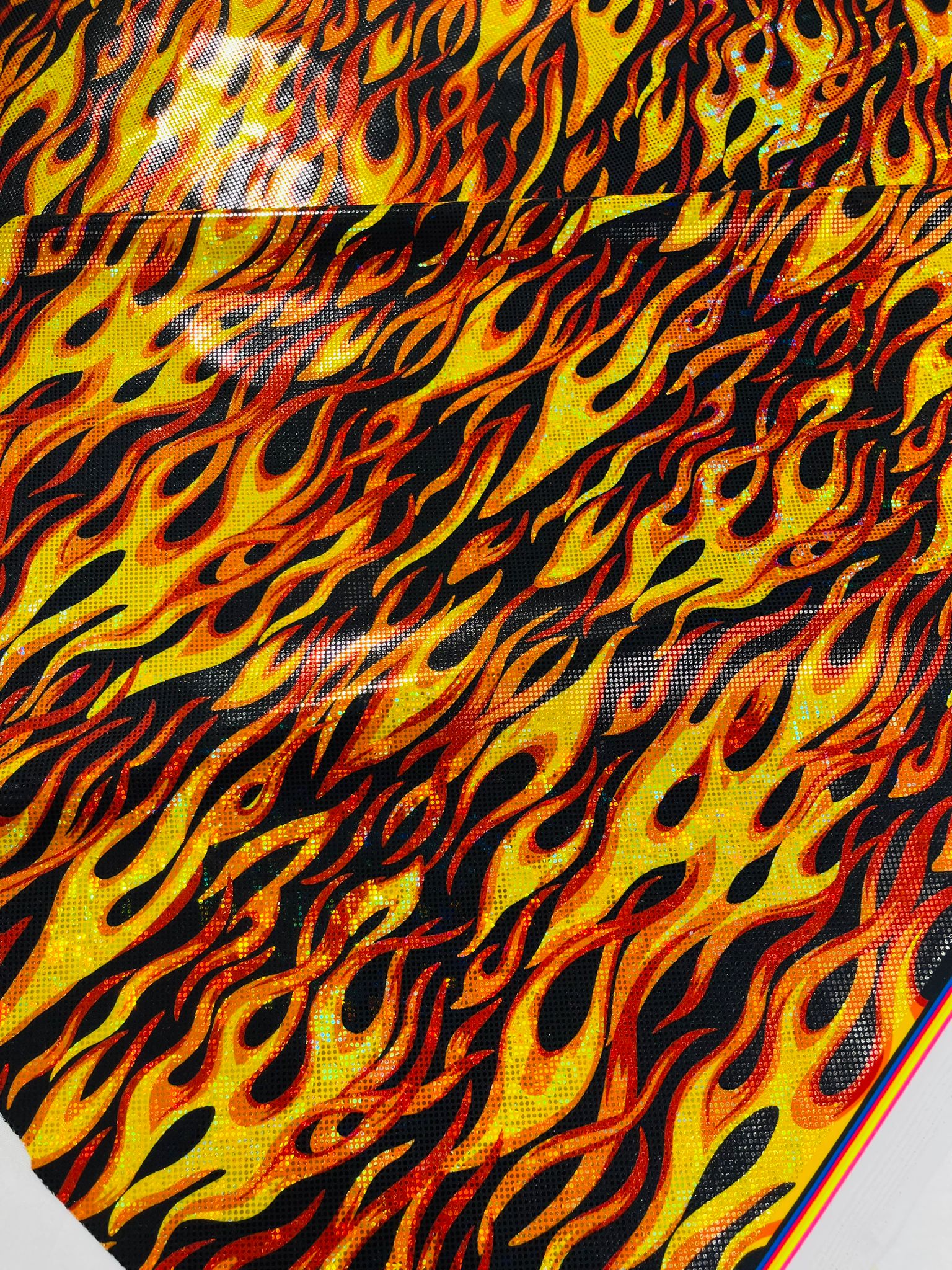 Holographic Flames Foil Printed Spandex 58" Wide| New Creations Fabric ...