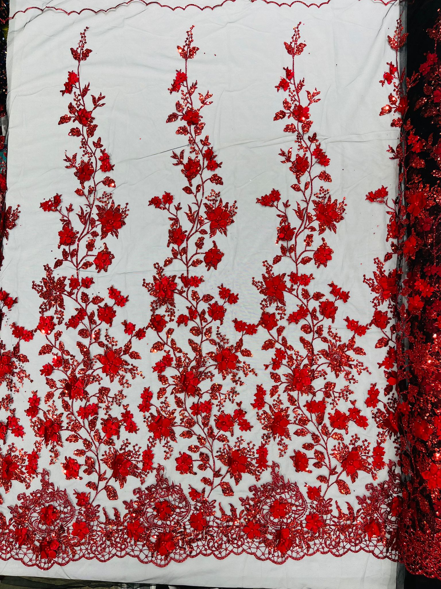 Princess Glitter 3d floral design lace 54" Wide| New Creations Fabric ...