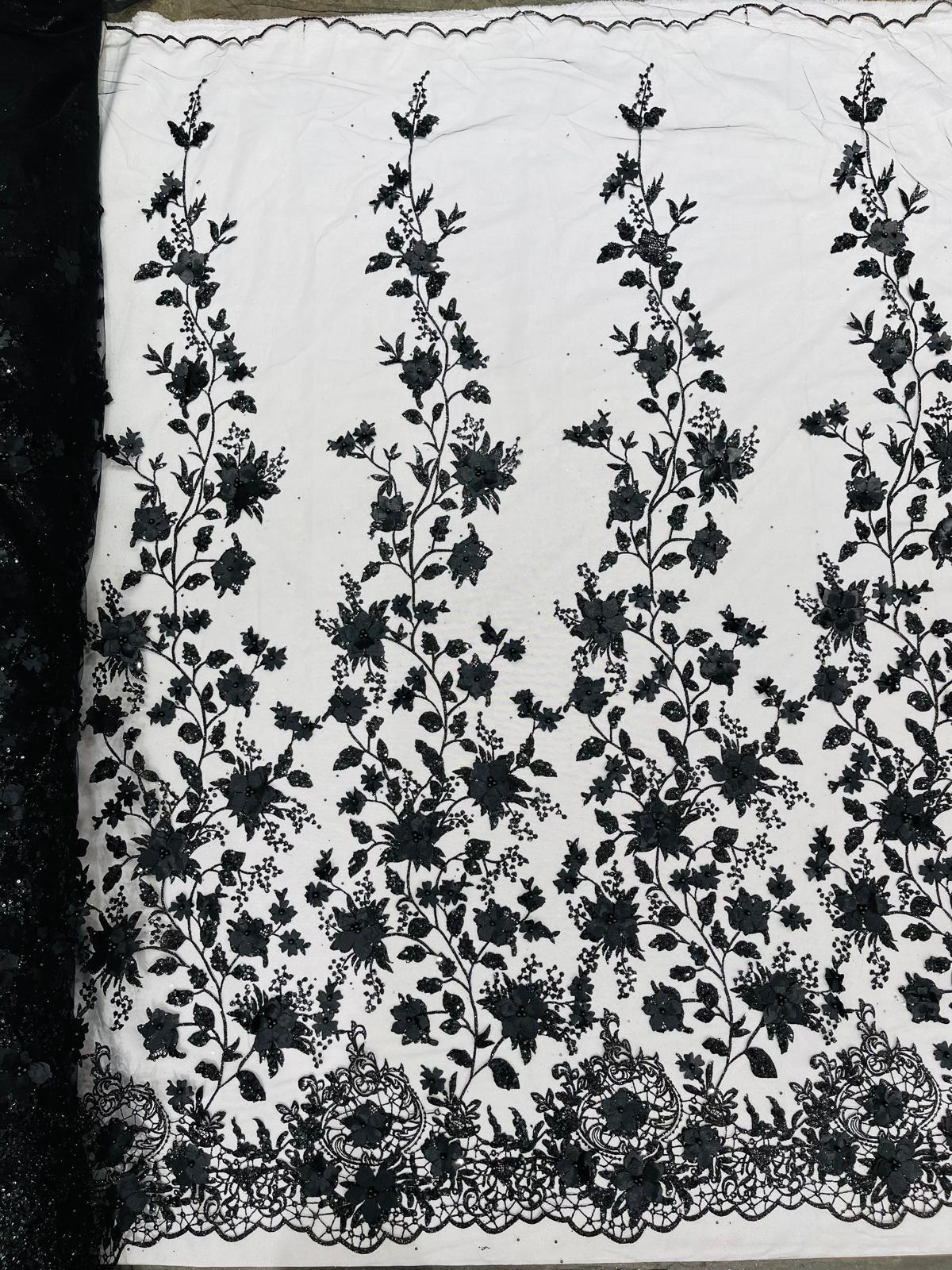 Princess Glitter 3d floral design lace 54" Wide| New Creations Fabric ...