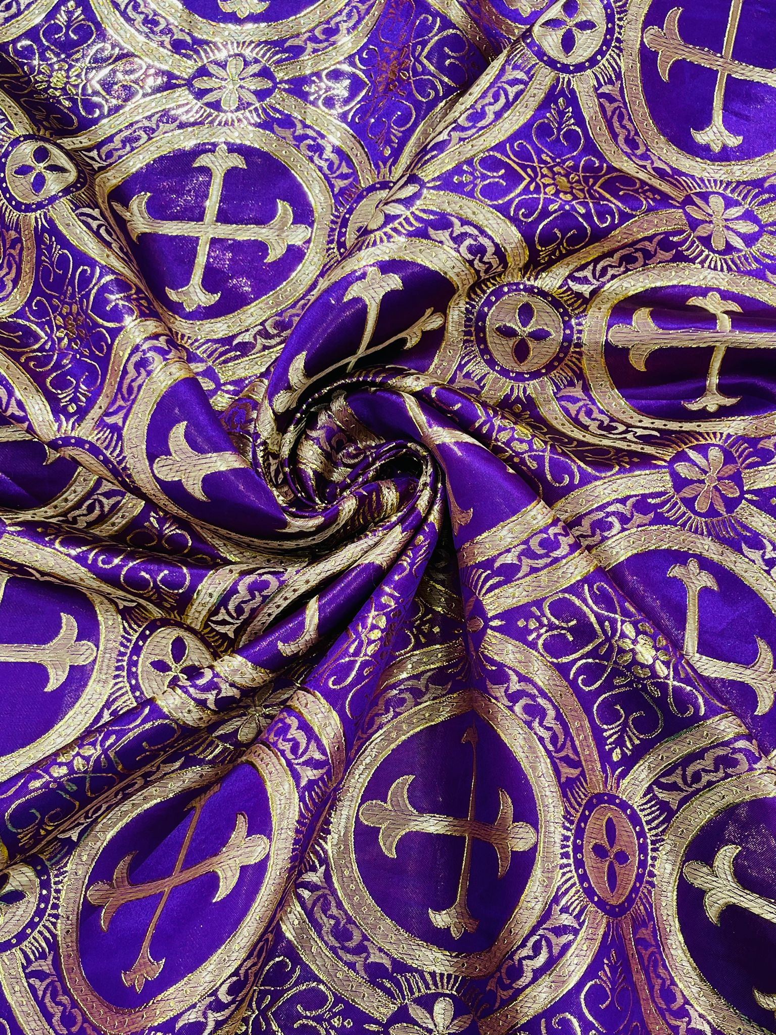 Religious Cross Jacquard Satin 58" Wide| New Creations Fabric & Foam I ...
